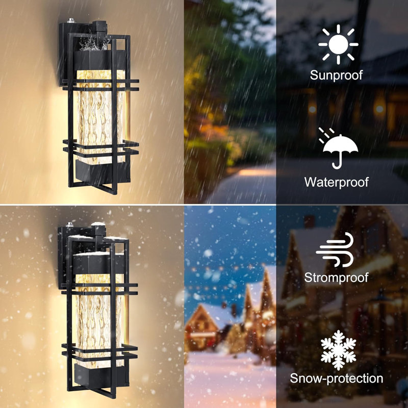 WIHTU Dusk To Dawn Outdoor Front Porch Light Fixtures Wall Mount, 2 Pack Sensor Exterior ...